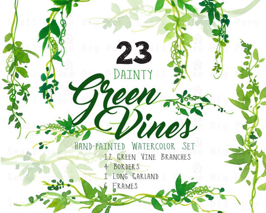 Digital Green Vines Clip Art. Green Laurel Wreath and Leaves Clipart ...