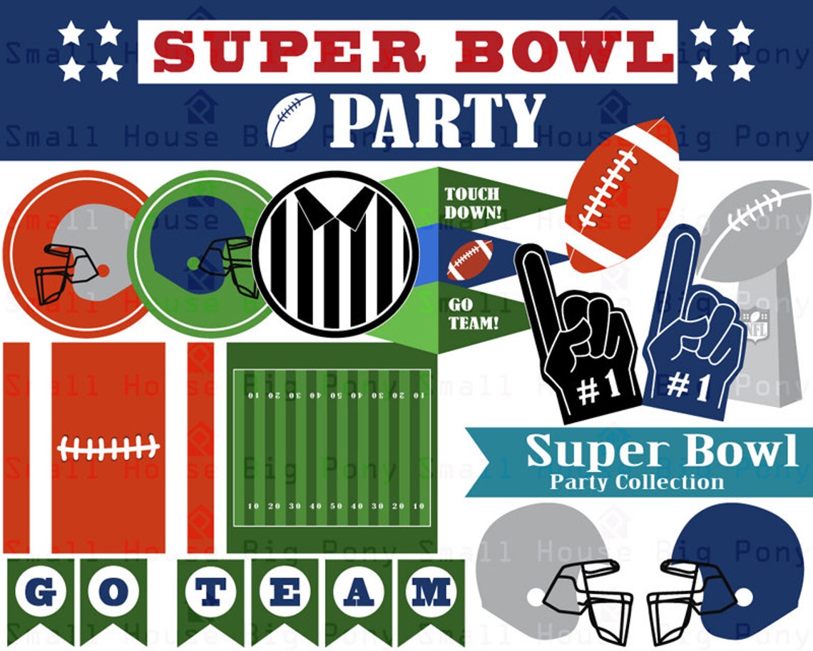 Super Bowl Clip Art Clipart Party Collection Instant - Etsy
