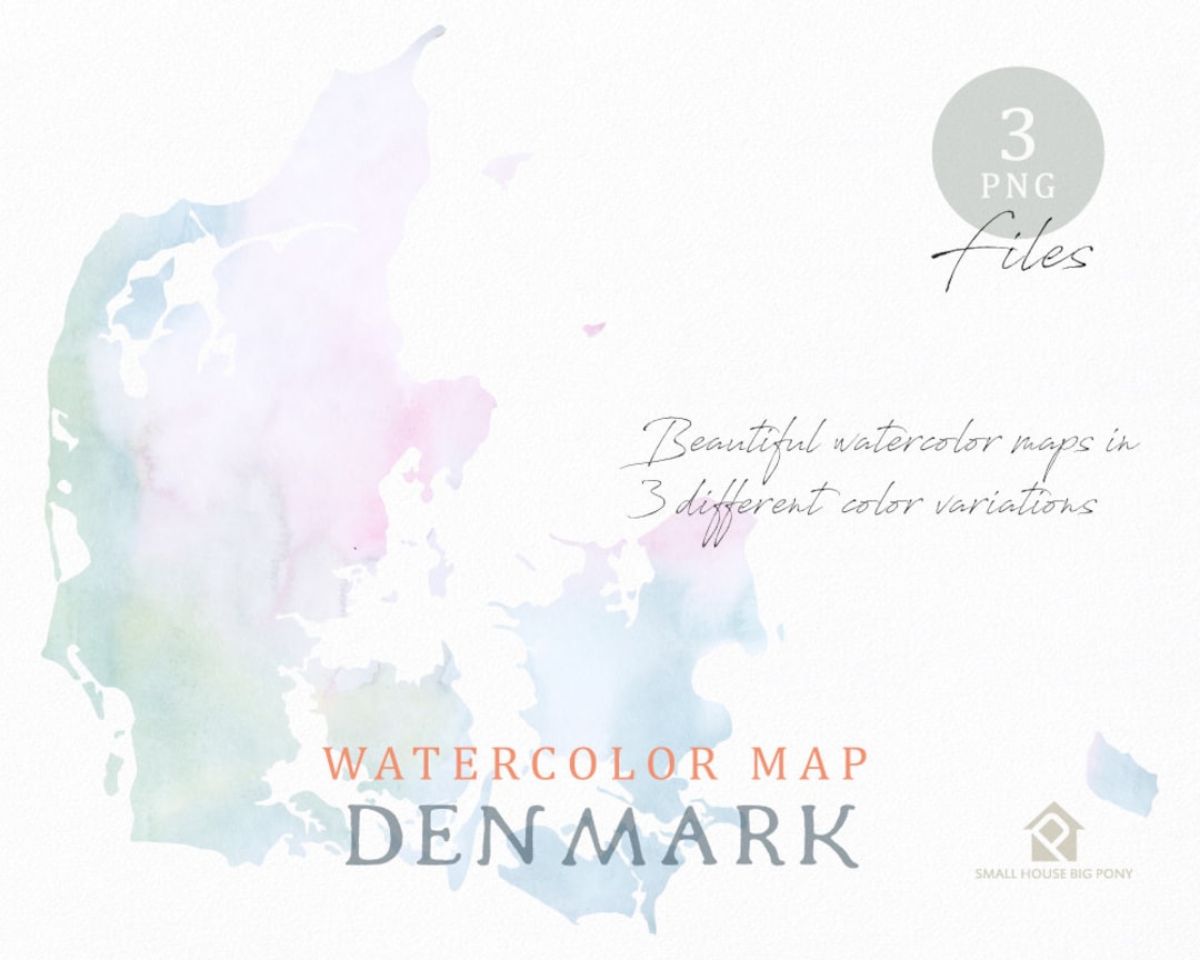 Denmark Map, Watercolor Map, Instant Download, Digital Map, Map Clipart ...