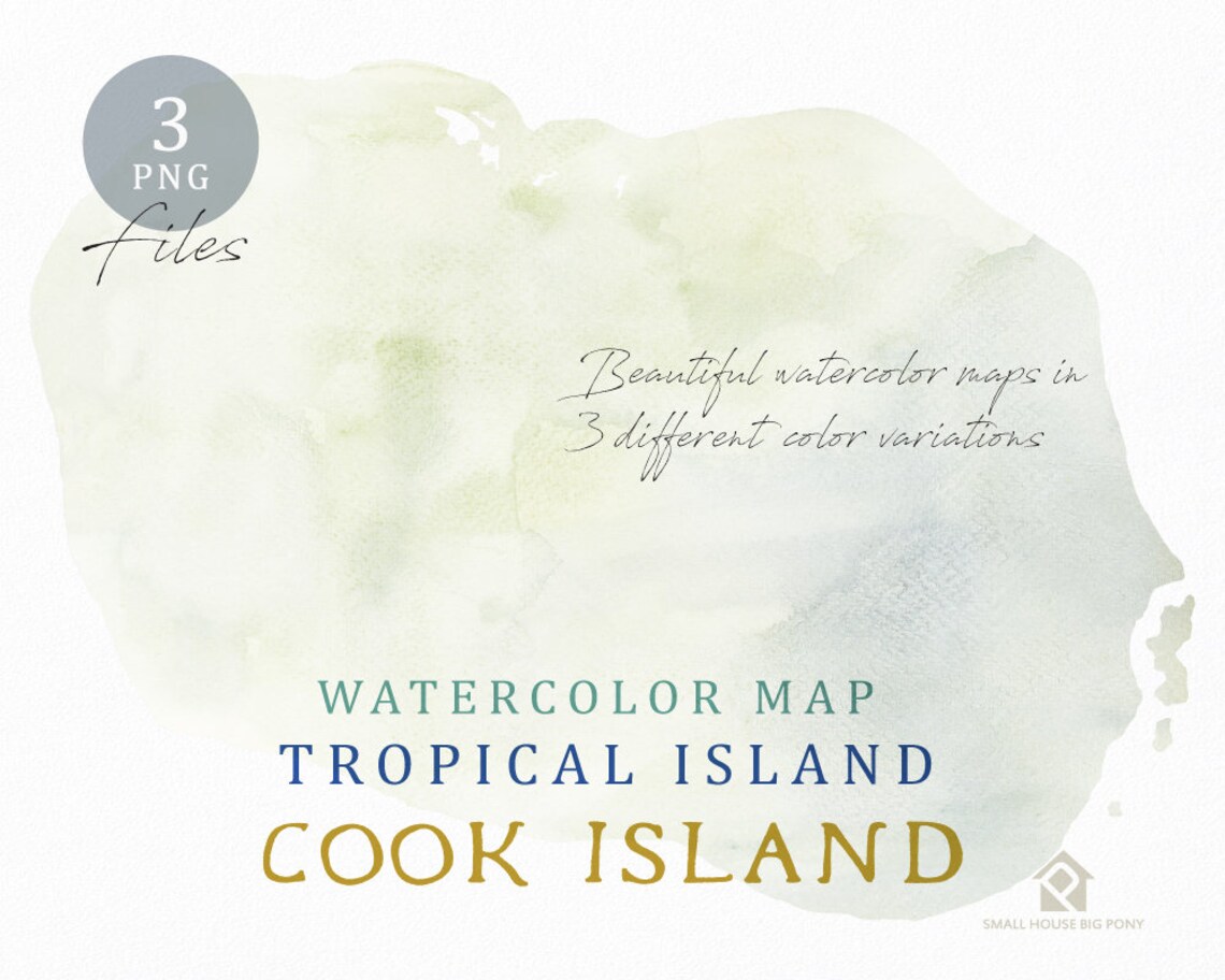 Cook Island Map Watercolor Map Instant Download Digital - Etsy