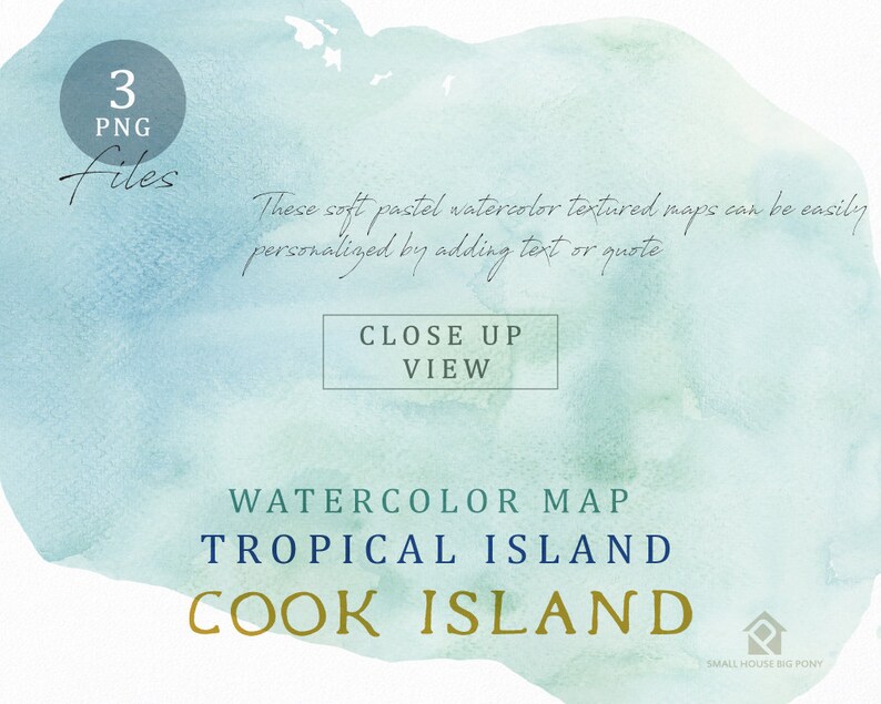 Cook Island Map Watercolor Map Instant Download Digital - Etsy