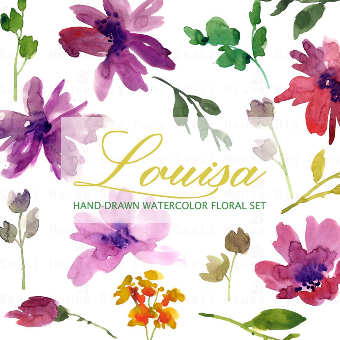 Watercolour Flowers Hand Painted Watercolor Floral Clip Art | Etsy