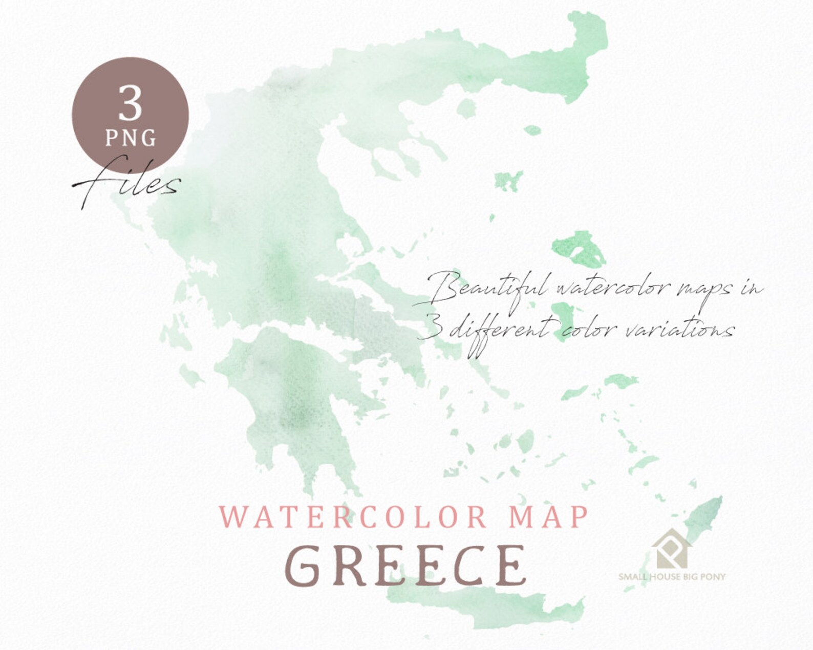Greece Map, Watercolor Map, Instant Download, Digital Map, Map Clipart ...
