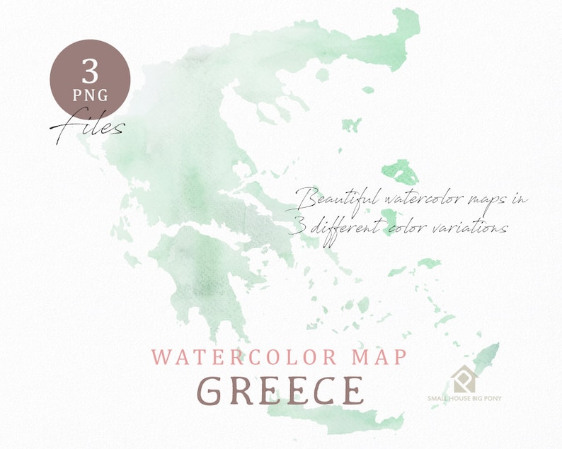 Greece Map Watercolor Map Instant Download Digital Map Map - Etsy