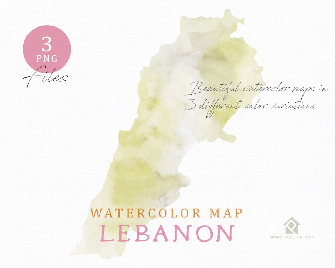 Lebanon Map, Watercolor Map, Instant Download, Digital Map, Map Clipart ...