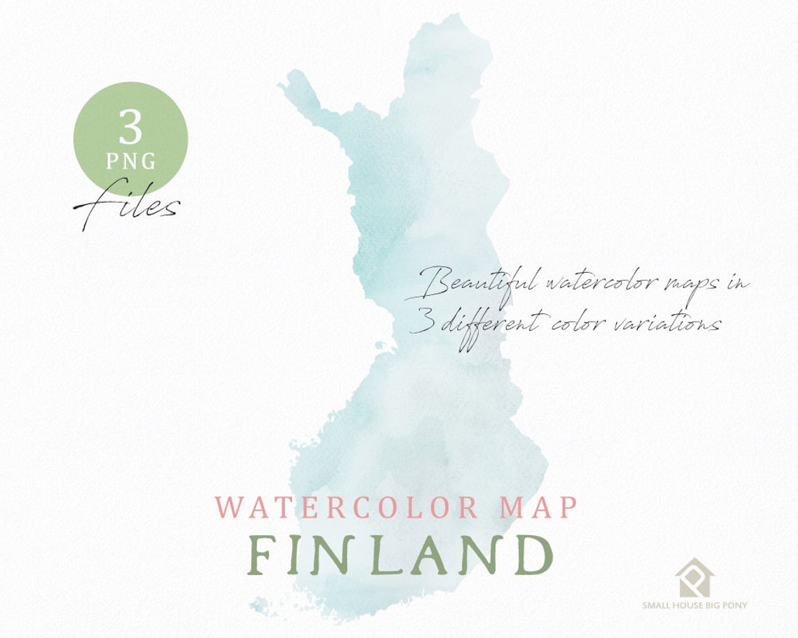 Finland Map Watercolor Map Instant Download Digital Map - Etsy