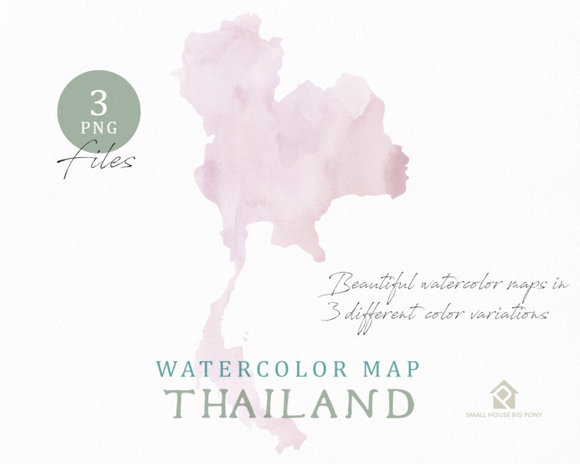 Thailand Map, Watercolor Map, Instant Download, Digital Map, Map ...