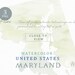 Maryland Map, Watercolor Map, Digital Map, Map Clipart, Wall Art, Color ...