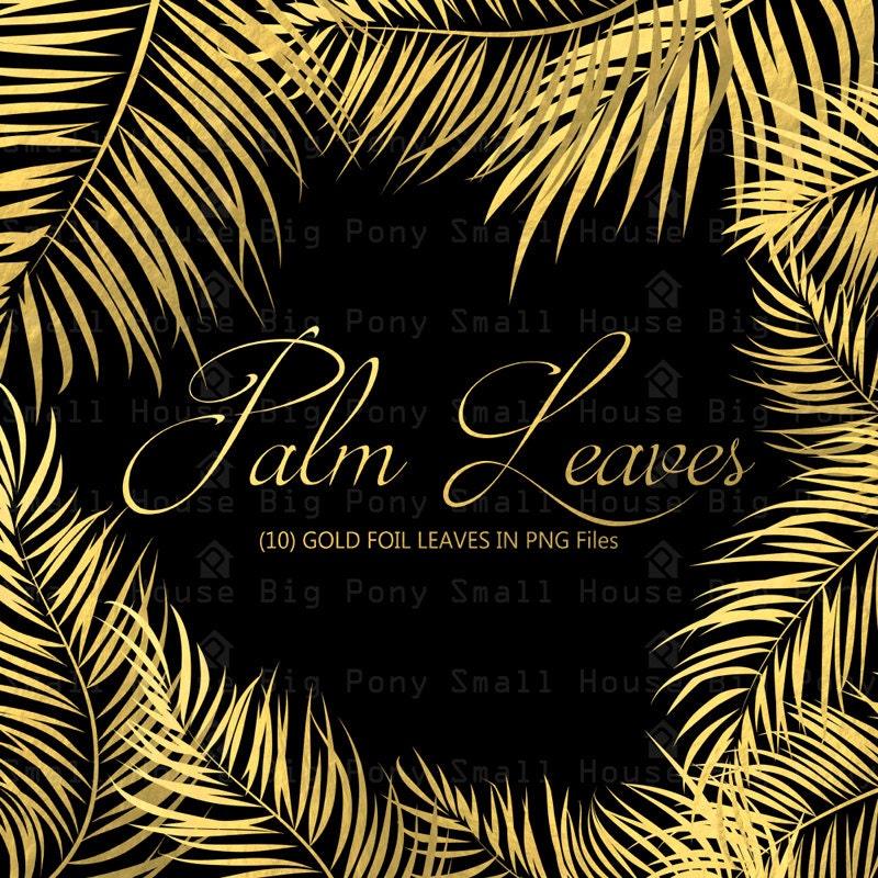 Gold Foil Leaves clipart Palm Leaves clip art Gold leaf | Etsy