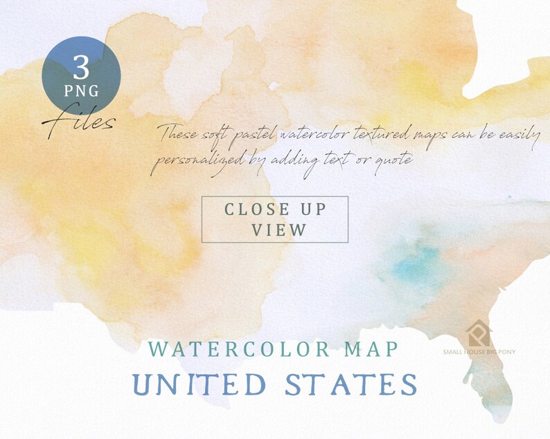United States Map Watercolor Map Digital Map Map Clipart | Etsy