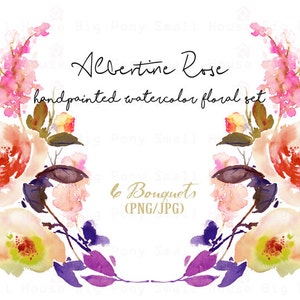 Digital Clipart- Watercolor Flower Clipart, Rose Clip Art, Floral ...