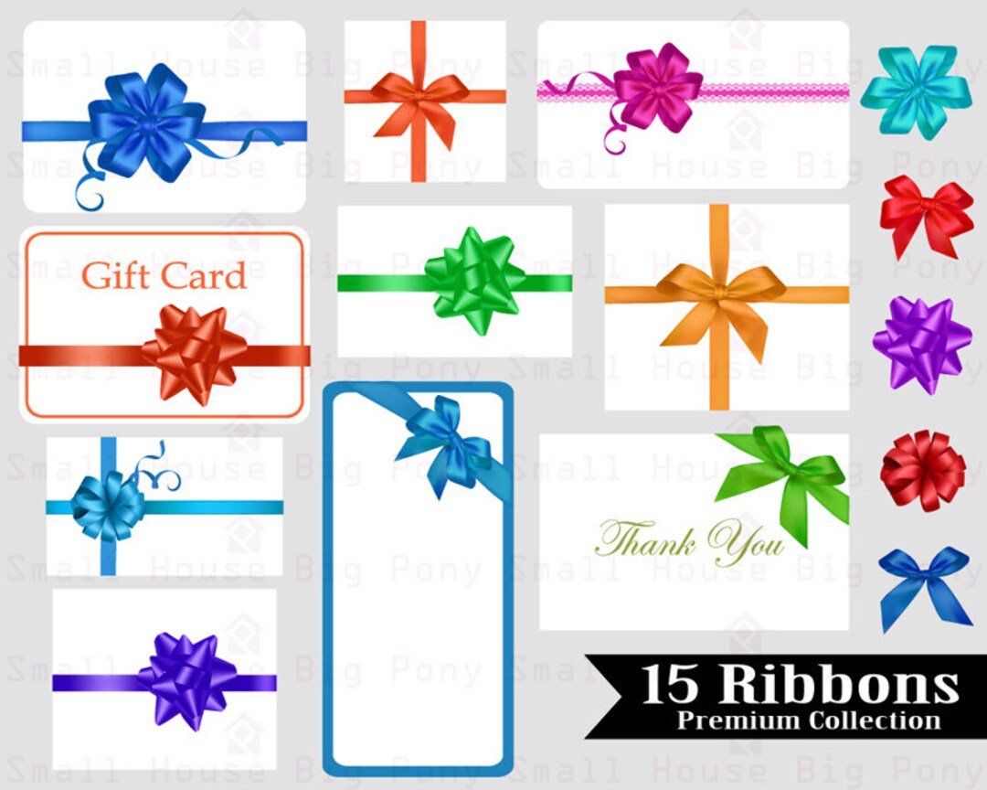 15 Ribbons Clip Art, Clipart, Ribbon Digital Clip Art, Gift Tag Clip ...