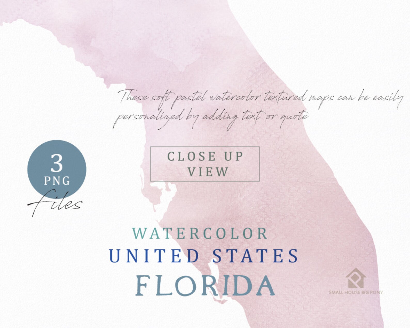 Florida Map, Watercolor Map, Digital Map, Map Clipart, Wall Art, Color ...