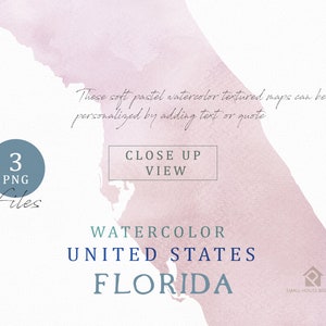 Florida Map, Watercolor Map, Digital Map, Map Clipart, Wall Art, Color ...
