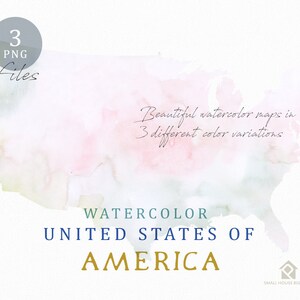 Watercolor USA Map, Instant Download, Digital Map, Map Clipart, Wall ...