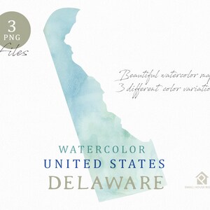 Delaware Map, Watercolor Map, Digital Map, Map Clipart, Wall Art, Color ...