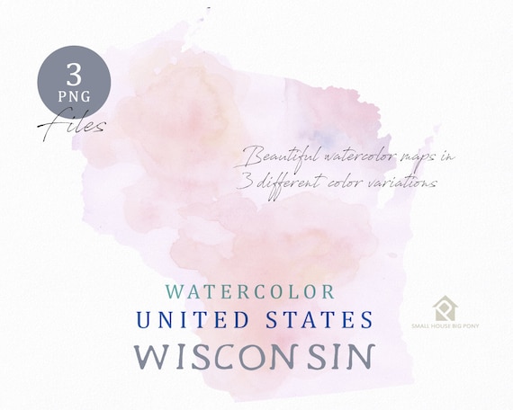 Wisconsin Map Watercolor Map Digital Map Map Clipart Wall | Etsy
