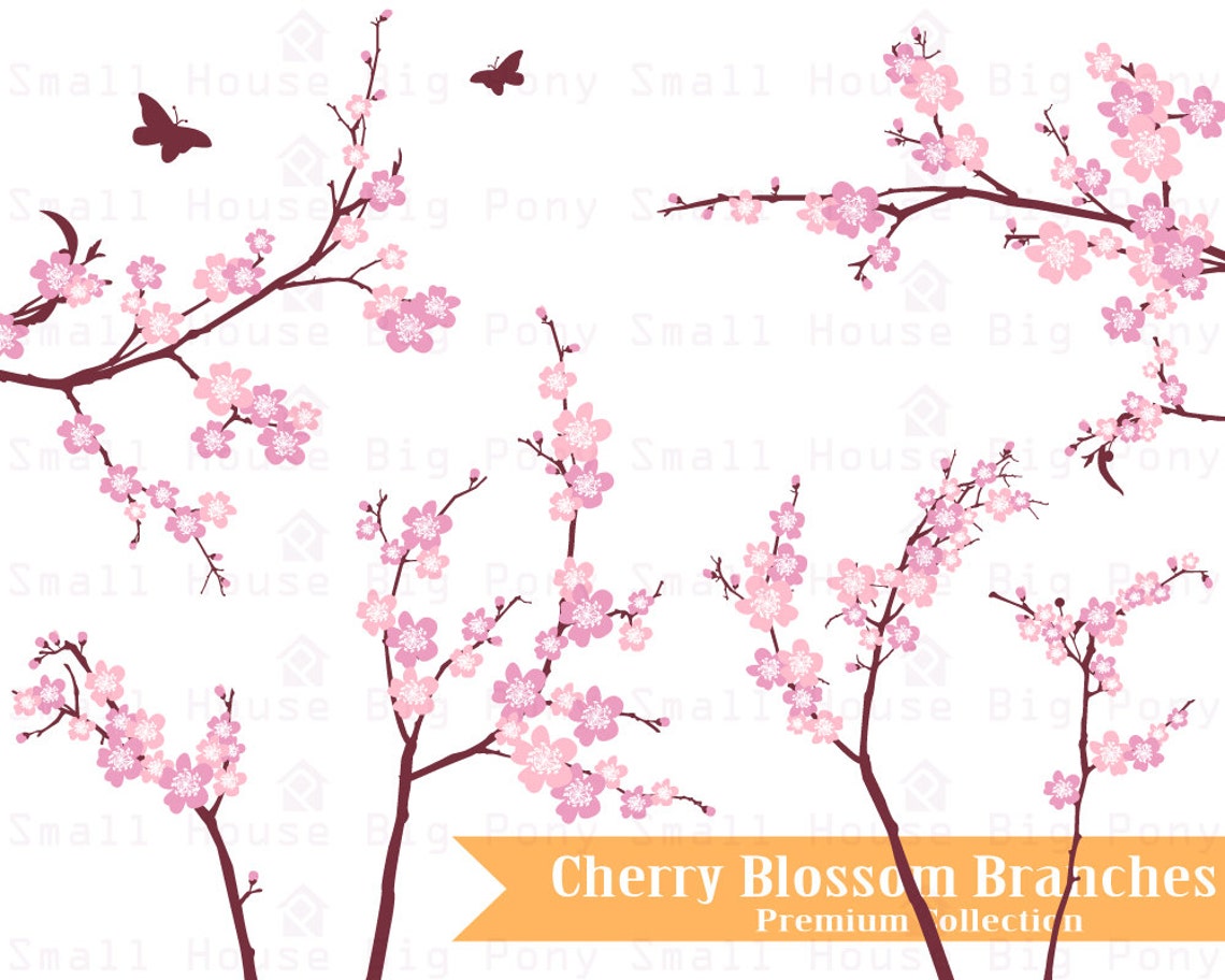 Cherry Blossom sakura Clip Art Clipart digital Clip Art - Etsy