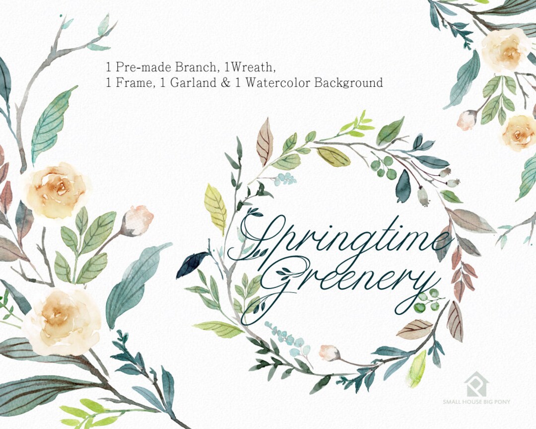 Digital Clipart- Watercolor Leaves Clipart, Wreath Clip Art, Leaf ...