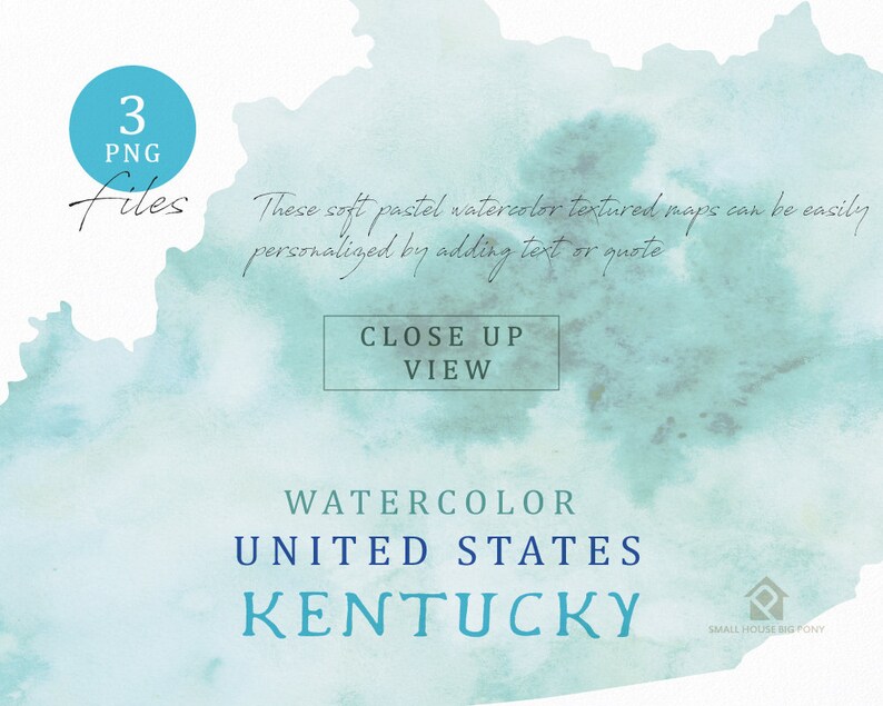 Kentucky Map Watercolor Map Digital Map Map Clipart Wall - Etsy