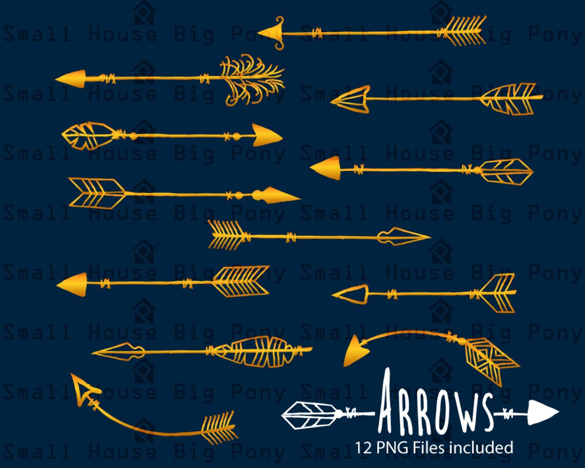Digital Clipart Gold Clipart Arrows Arrows Clipartclipart | Etsy
