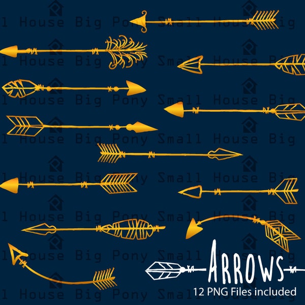 Gold Arrows Clipart - Etsy