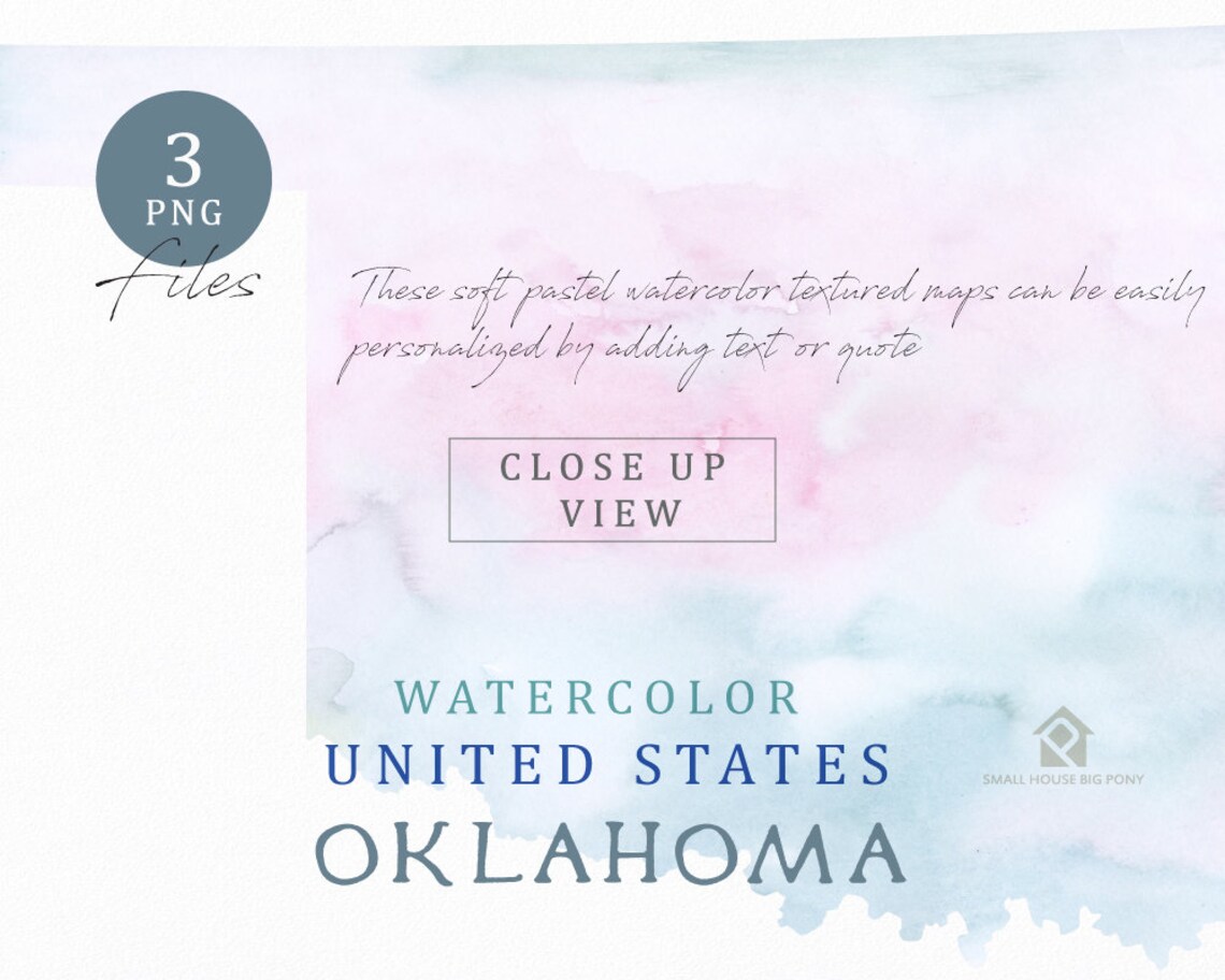 Oklahoma Map Watercolor Map Digital Map Map Clipart Wall | Etsy