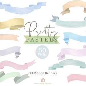 Pastel Banners, Pastel, Banners, Bunting Banners, Crest, Frames, Ribbon ...
