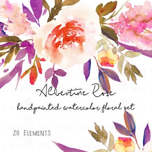 Digital Clipart- Watercolor Flower Clipart, Rose Clip Art, Floral ...