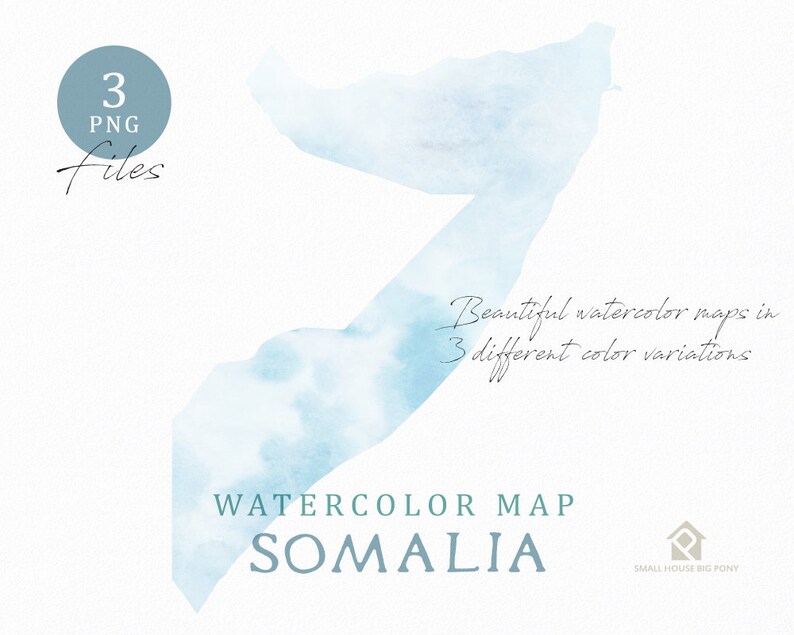 Somalia Map, Watercolor Map, Instant Download, Digital Map, Map Clipart ...