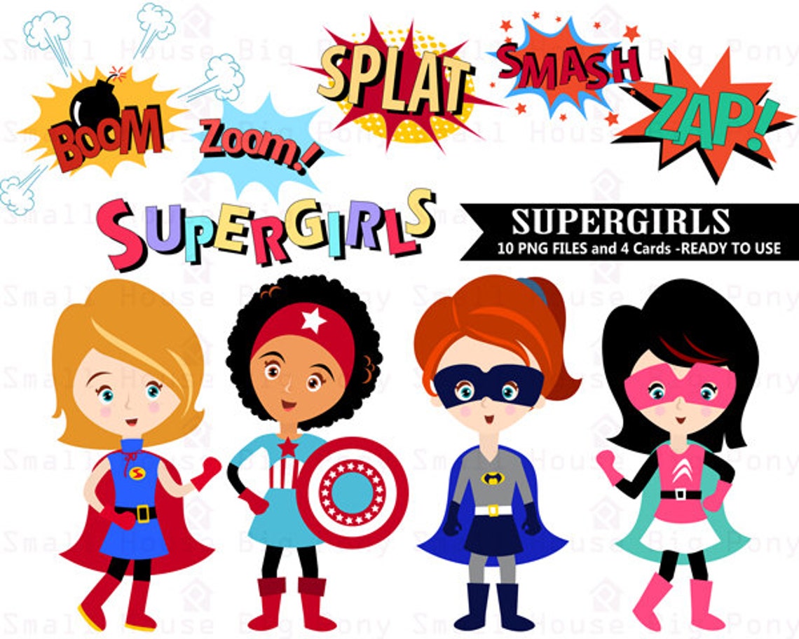 Superhero Clipart Super Girl Clipart girl Superheroes Clip - Etsy