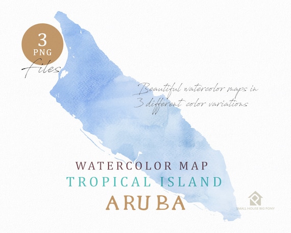 Aruba Map Watercolor Map Instant Download Digital Map Map - Etsy