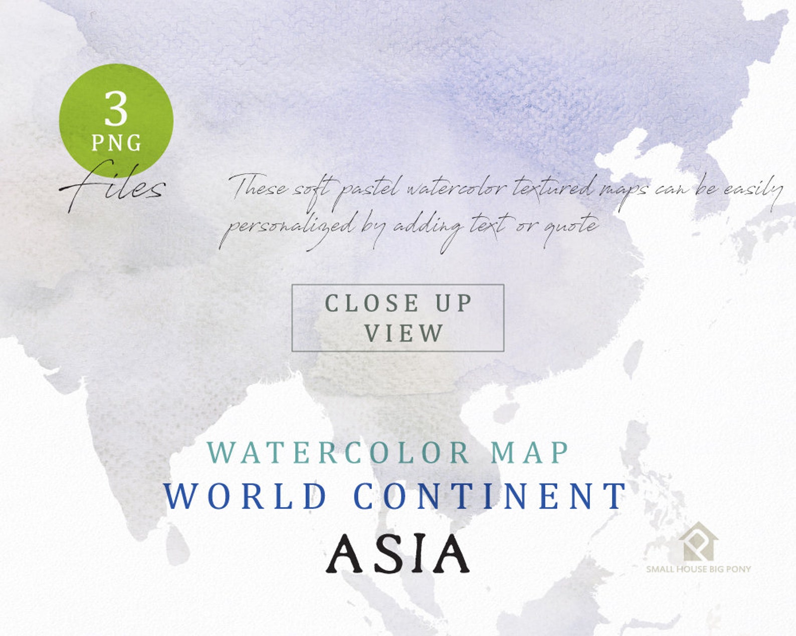 Asia Continent Map Watercolor Map Digital Map Map | Etsy