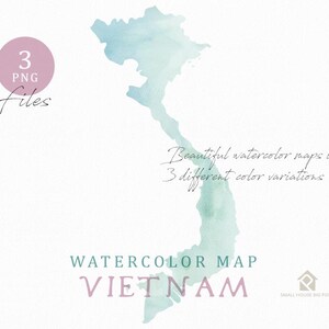 Vietnam Map, Watercolor Map, Instant Download, Digital Map, Map Clipart ...
