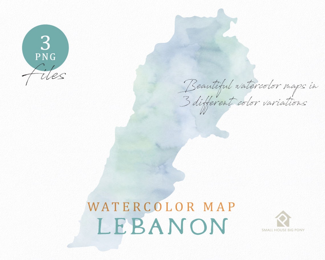 Lebanon Map, Watercolor Map, Instant Download, Digital Map, Map Clipart ...