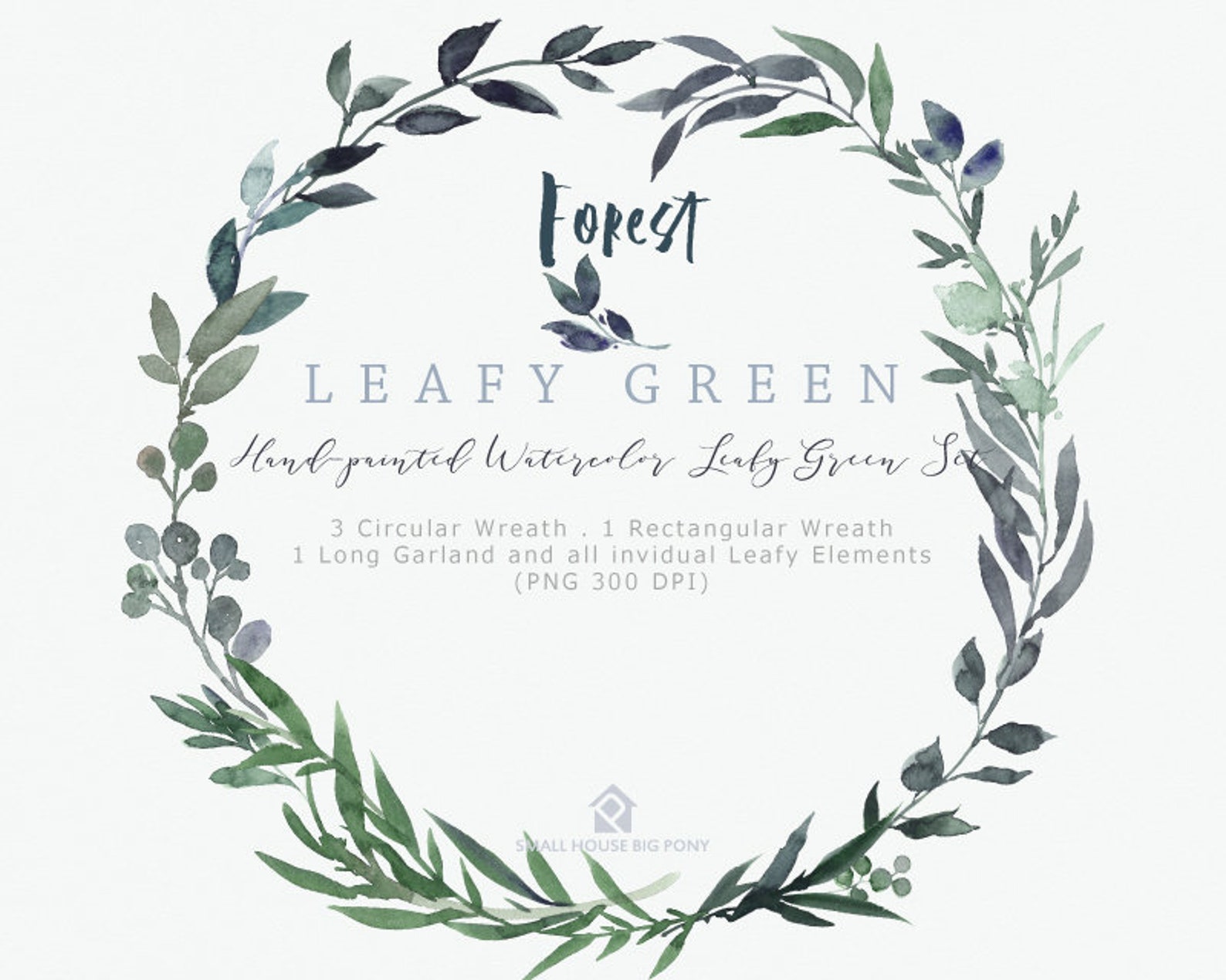 Digital Clipart Watercolor Leaves Clipart Wreath Clip Art - Etsy