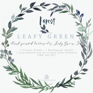 Digital Clipart- Watercolor Leaves Clipart, Wreath Clip Art, Leaf ...