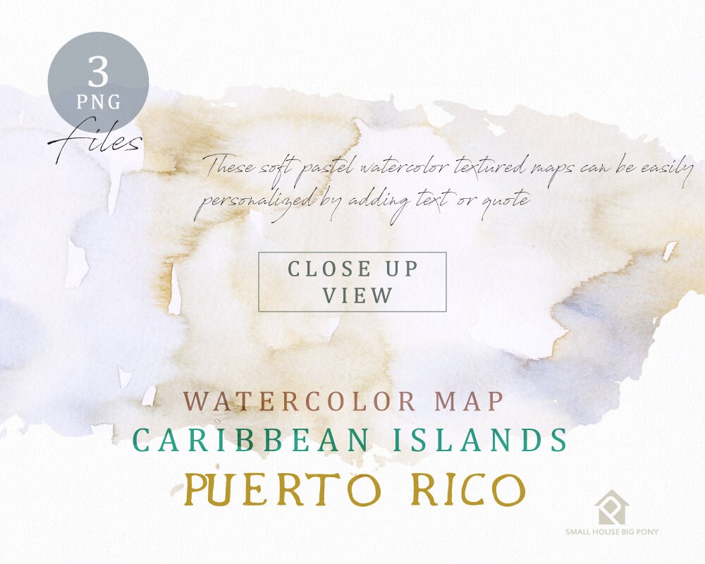 Puerto Rico Map Watercolor Map Instant Download Digital - Etsy Canada