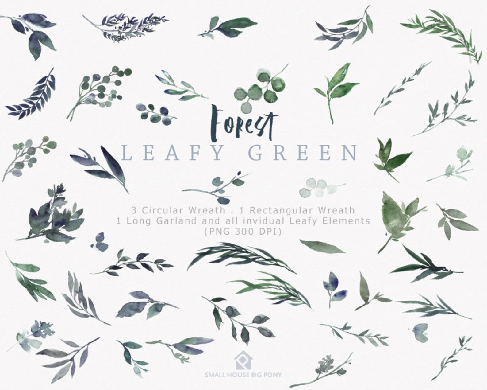 Digital Clipart Watercolor Leaves Clipart Wreath Clip Art - Etsy