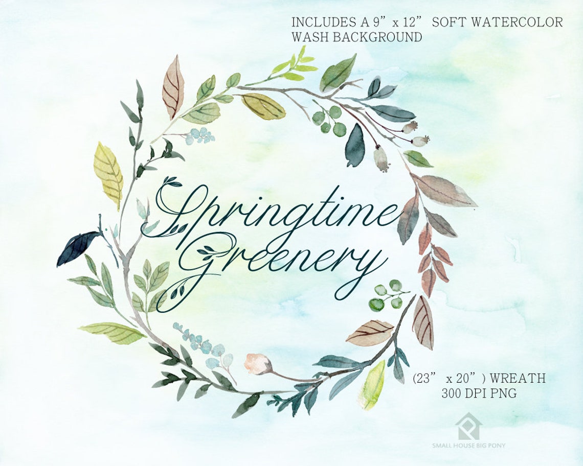 Digital Clipart- Watercolor Leaves Clipart, Wreath Clip Art, Leaf ...