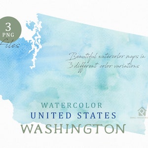 Washington Map, Watercolor Map, Digital Map, Map Clipart, Wall Art ...