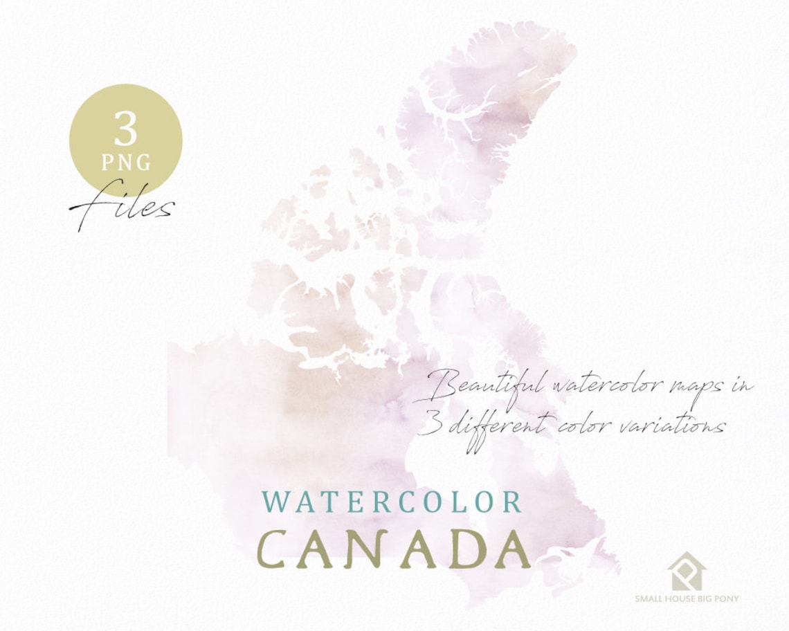 Canada Map Watercolor Map Instant Download Digital Map Map - Etsy