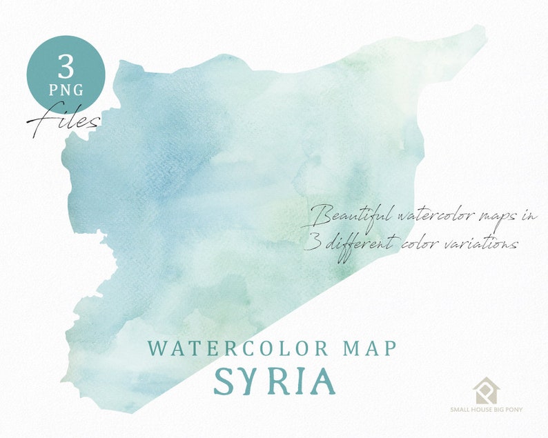 Syria Map Watercolor Map Instant Download Digital Map Map - Etsy