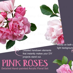 Digital Clipart- Pink Flower Clipart, Roses Clip Art, Floral Bouquet ...