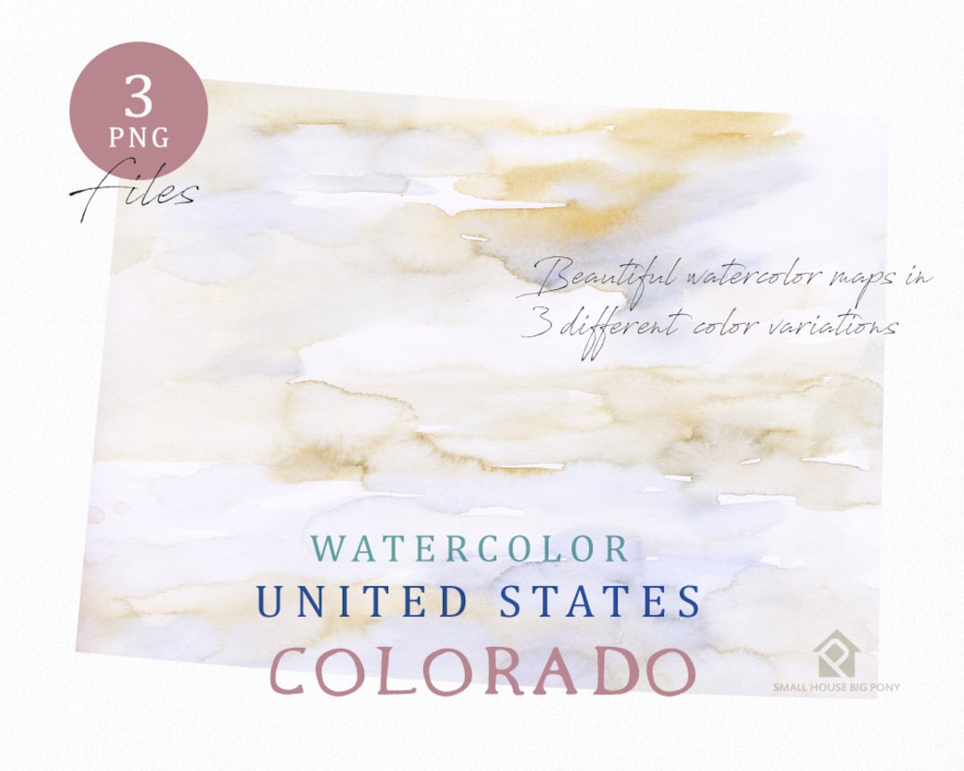 Colorado Map, Watercolor Map, Digital Map, Map Clipart, Wall Art, Color ...