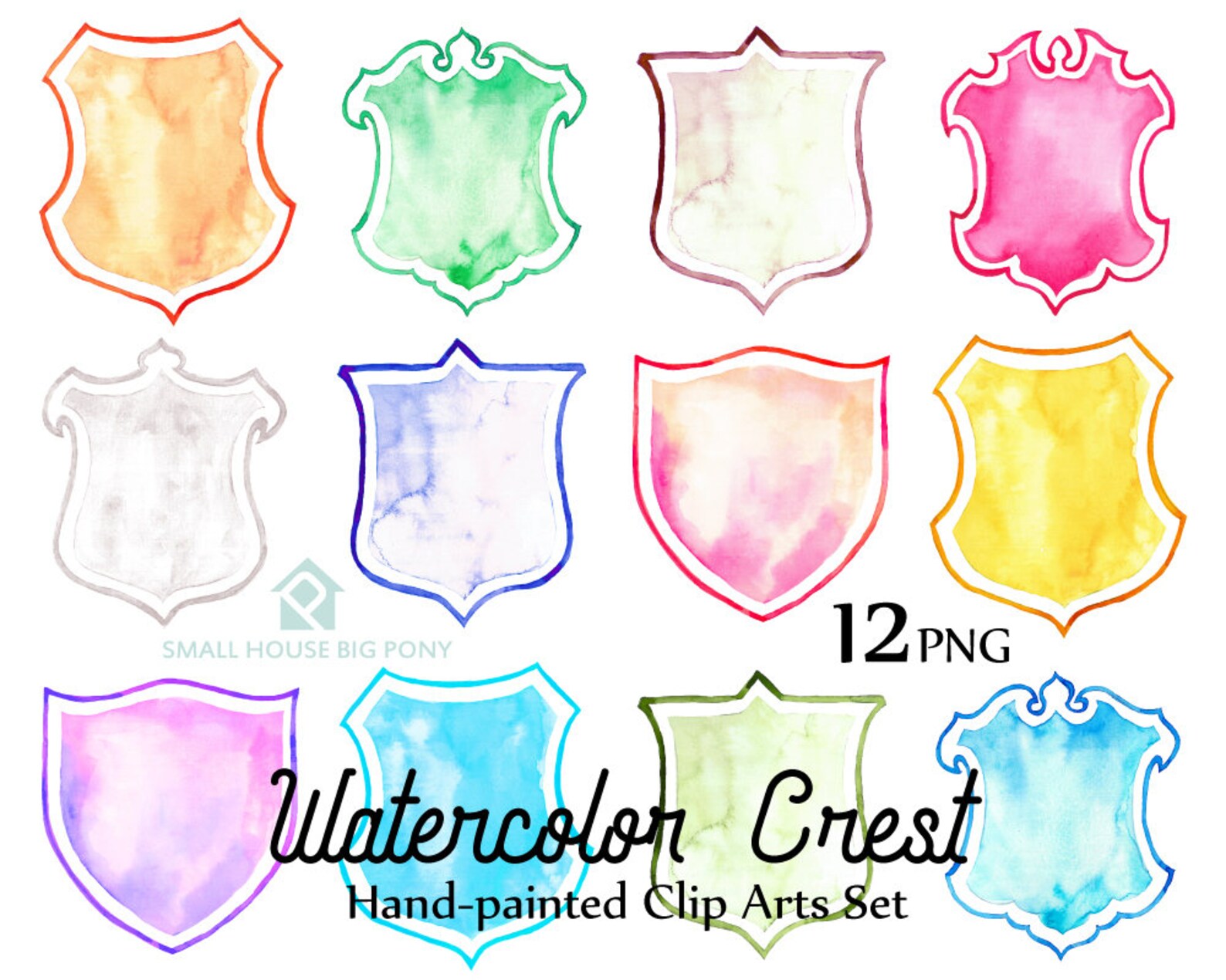 Digital Clipart- Crest Clipart,shield Clip Art, Clipart, Wedding ...