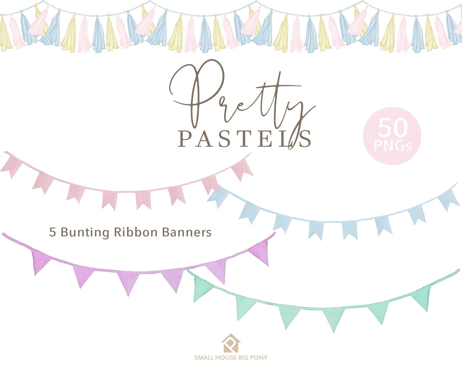 Pastel banners pastel banners bunting banners crest | Etsy