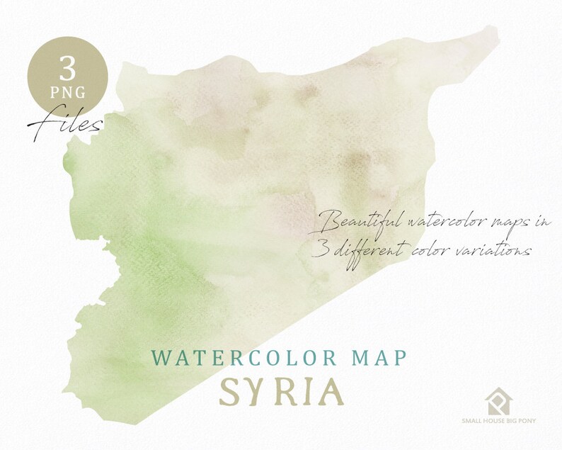Syria Map Watercolor Map Instant Download Digital Map Map - Etsy