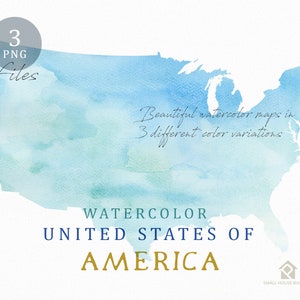 Watercolor USA Map, Instant Download, Digital Map, Map Clipart, Wall ...