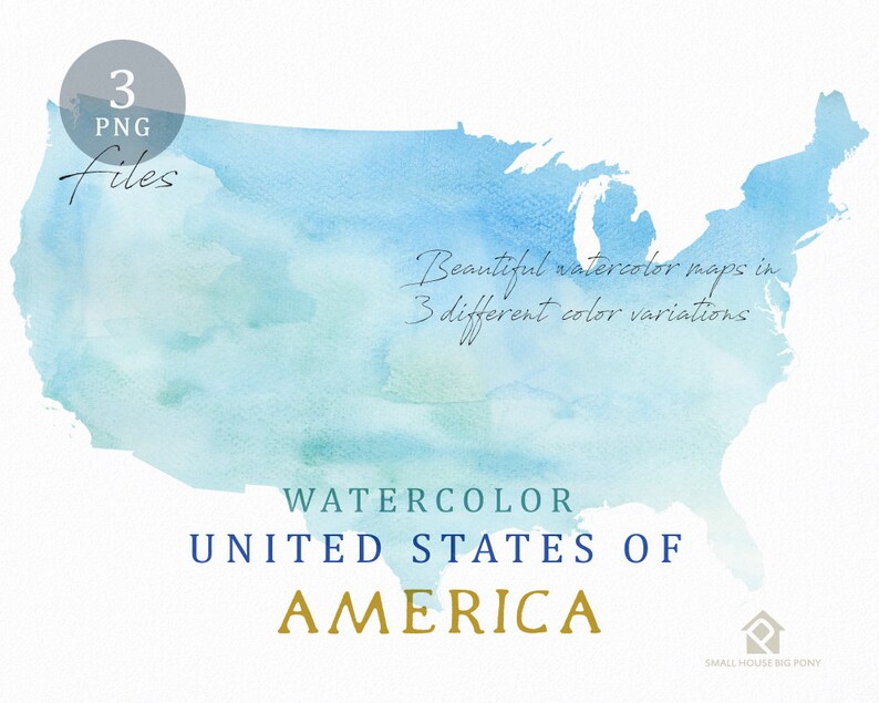 Watercolor USA Map Instant Download Digital Map Map | Etsy